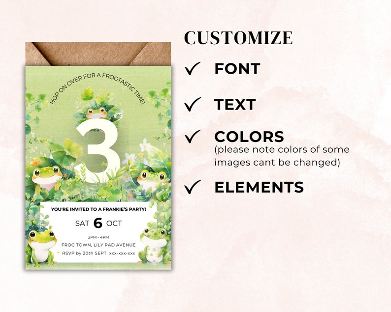 PLR Cute Frog Children’s Party Invitation , PLR Invitations, Plr Party ...