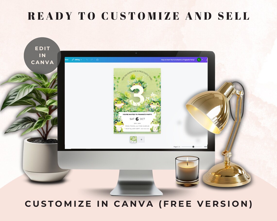 PLR Cute Frog Children’s Party Invitation , PLR Invitations, Plr Party ...