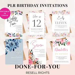 PLR Floral Birthday Invitations, Resell Invitations, Done for You ...