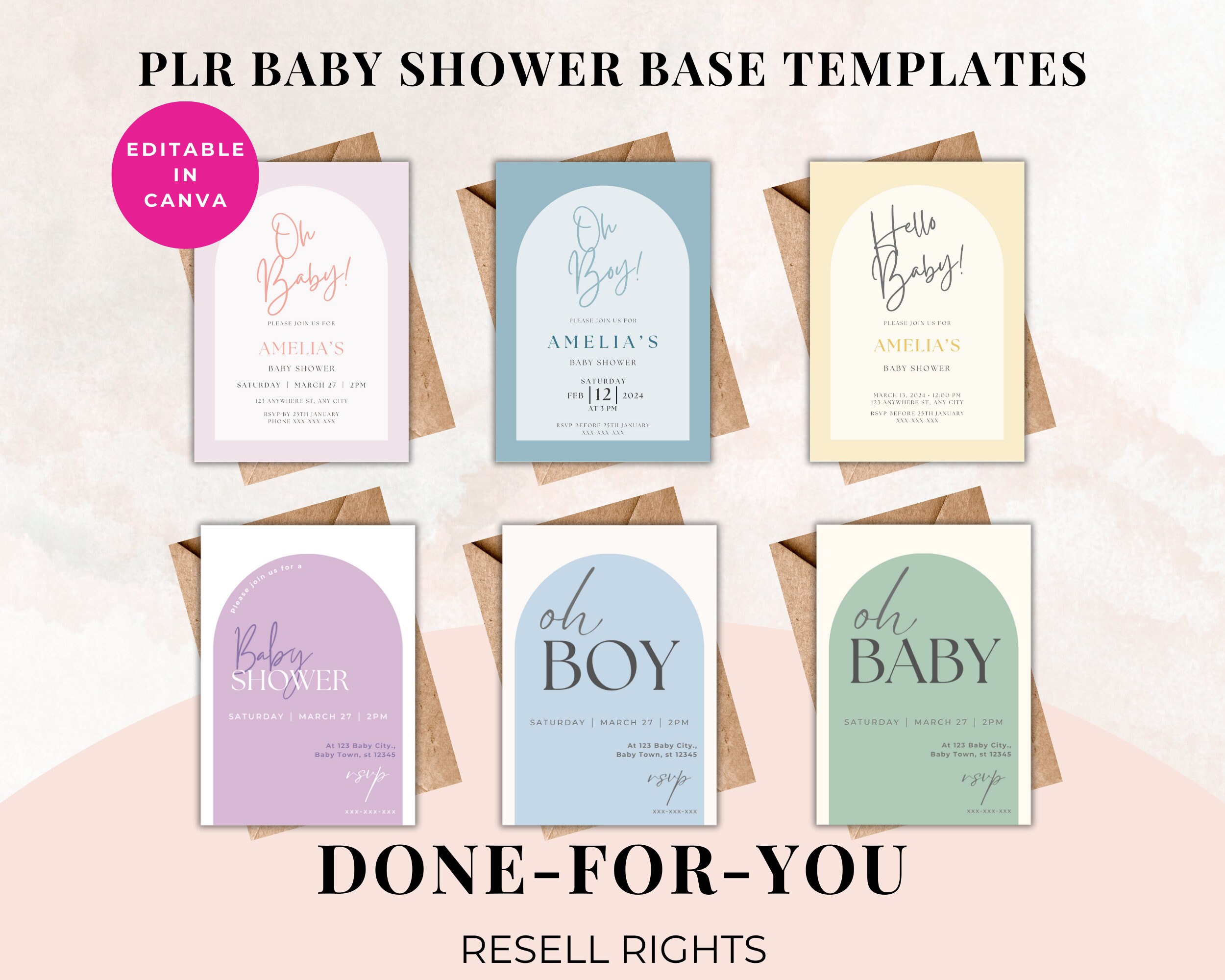 PLR Invitation Base Templates, PLR Baby Shower Invites, Plr Party ...