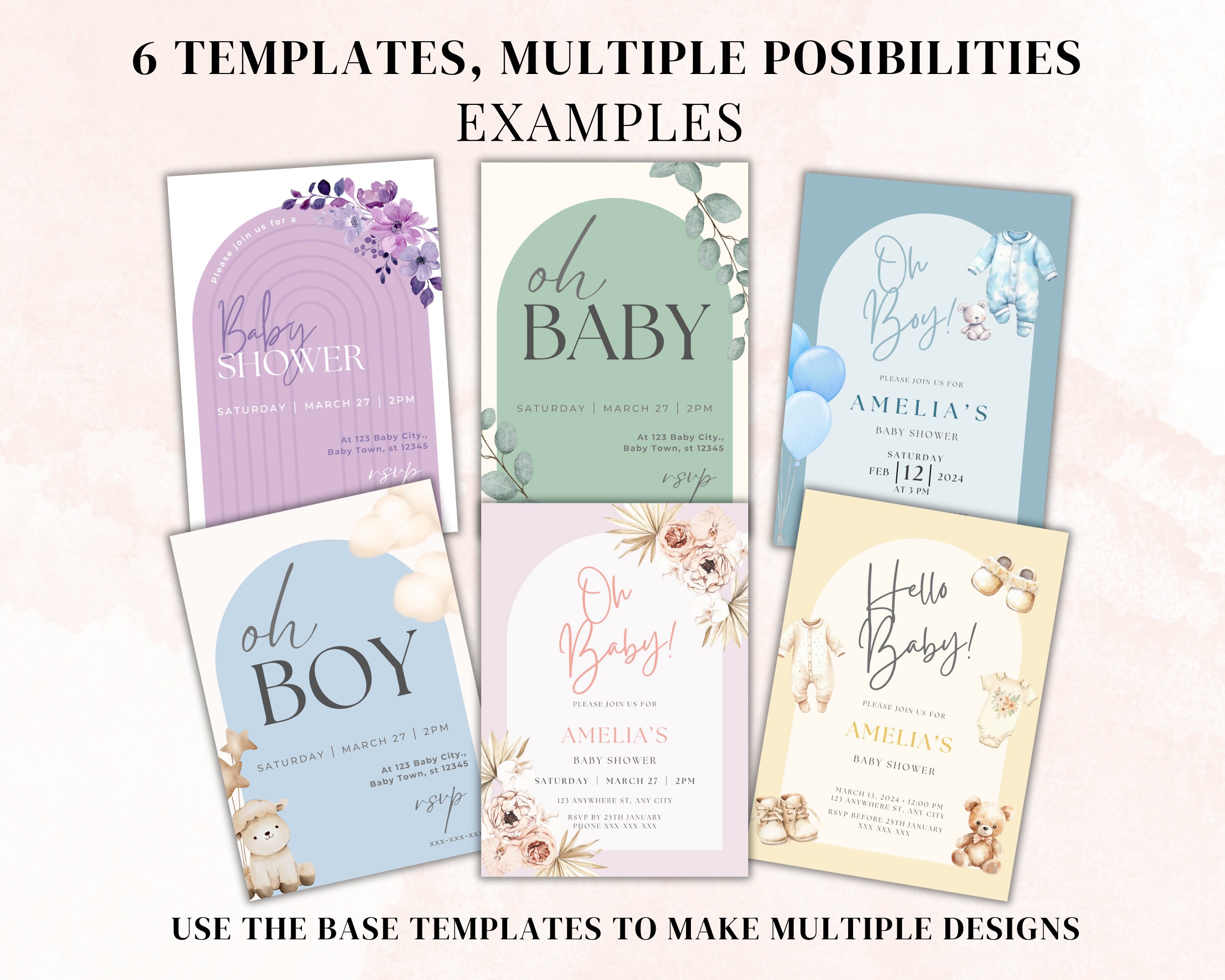 PLR Invitation Base Templates, PLR Baby Shower Invites, Plr Party ...