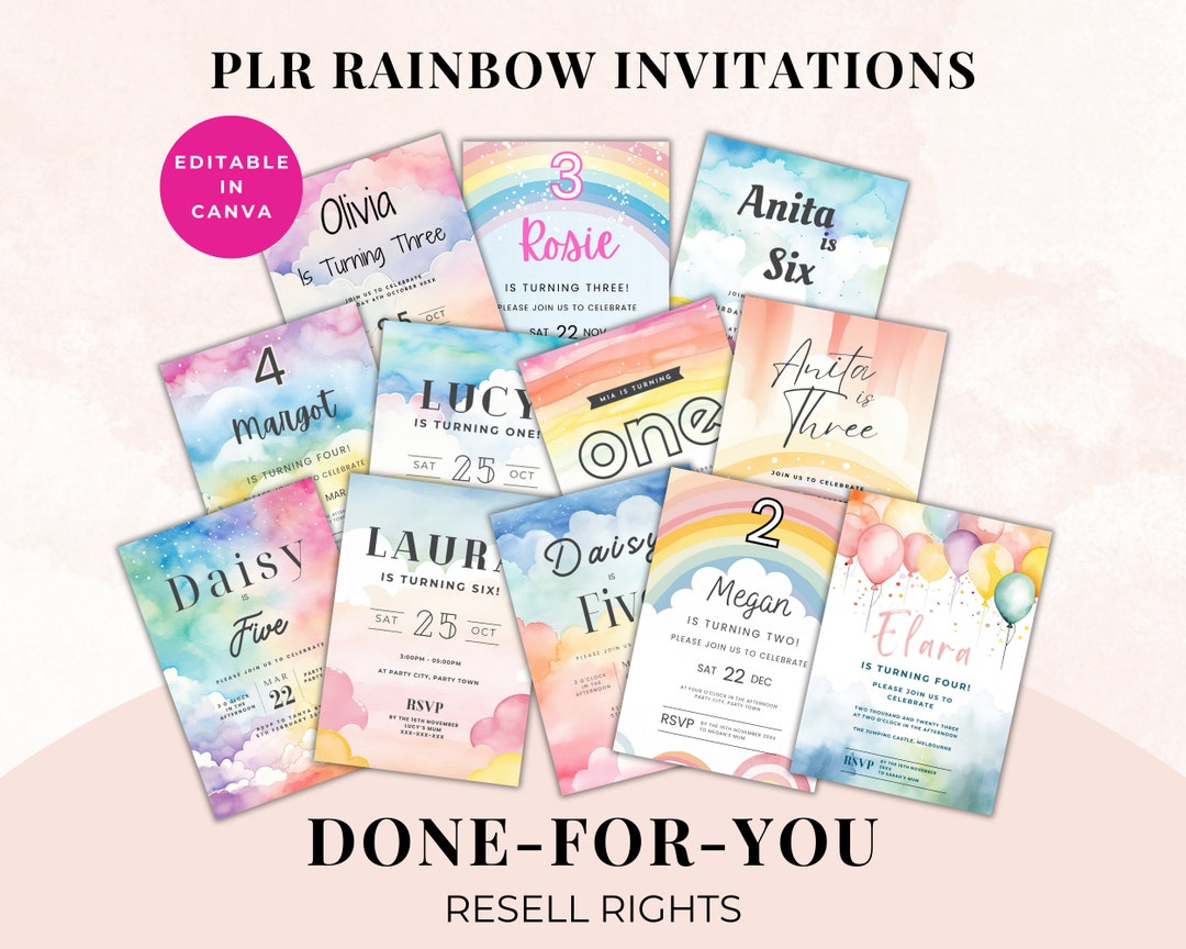 PLR Childrens Party Invitations, Resell Invitations, Invitation Bundle ...