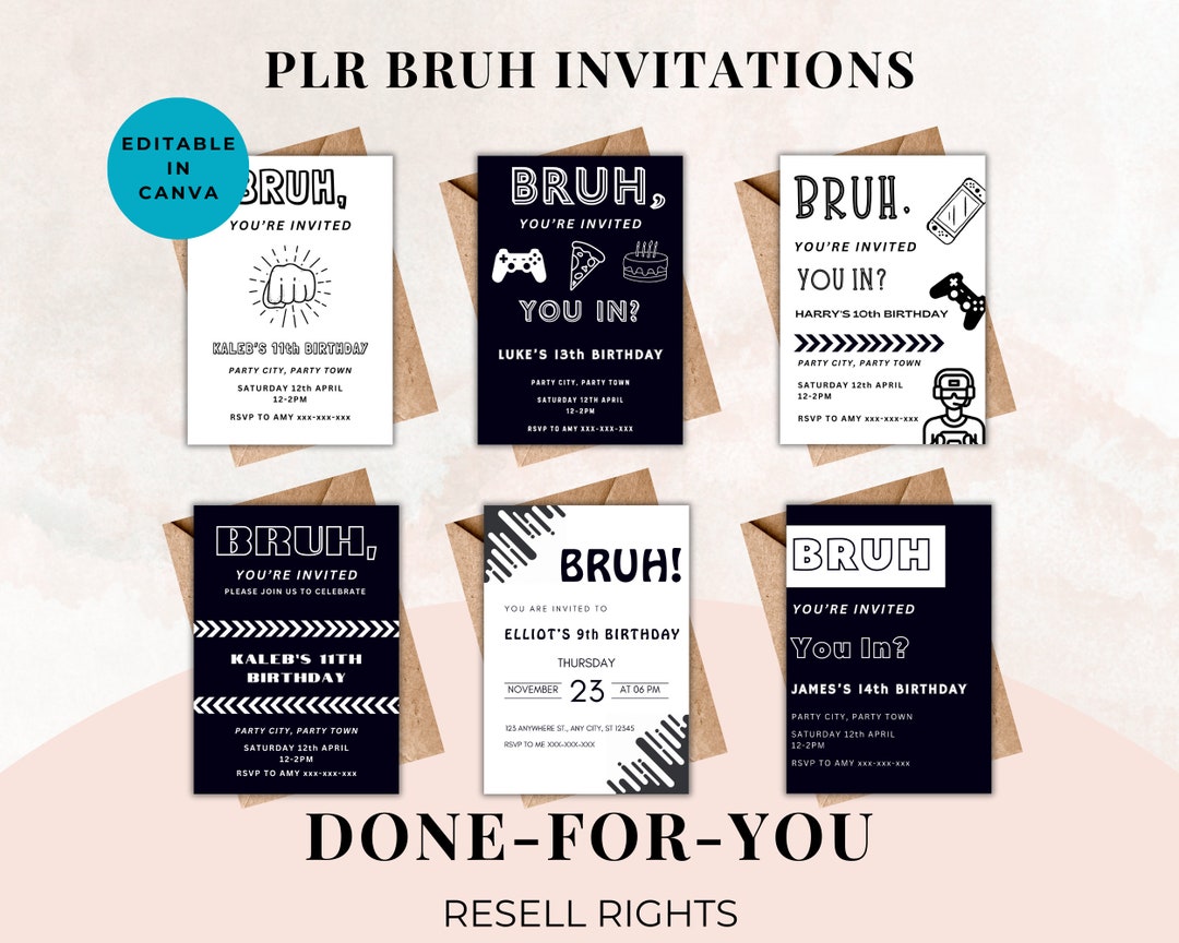 PLR Boys Invitations, Resell Invitations, Invitation Bundle, PLR Party ...