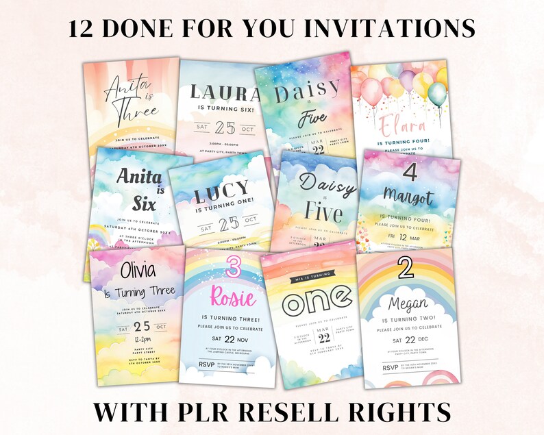 PLR Childrens Party Invitations, Resell Invitations, Invitation Bundle ...