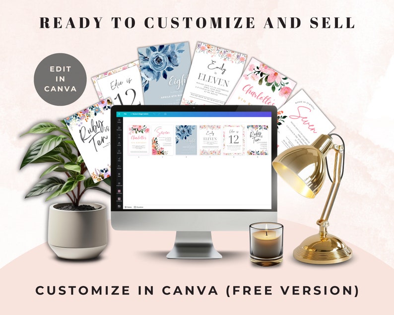 PLR Floral Birthday Invitations, Resell Invitations, Done for You ...