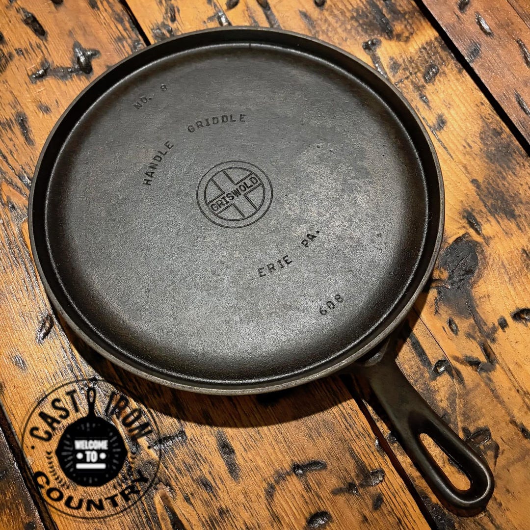 Griswold #8 Small Block Logo Cast Iron Handle Griddle, Modern Handle, C ...