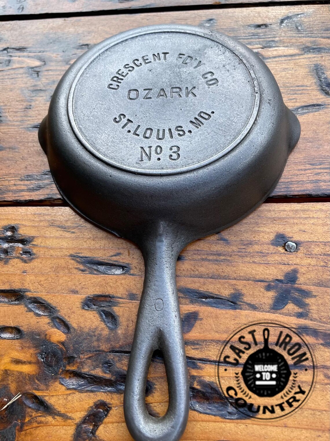 Crescent Foundry #3 Ozark Cast Iron Skillet With Heat Ring, Restored ...