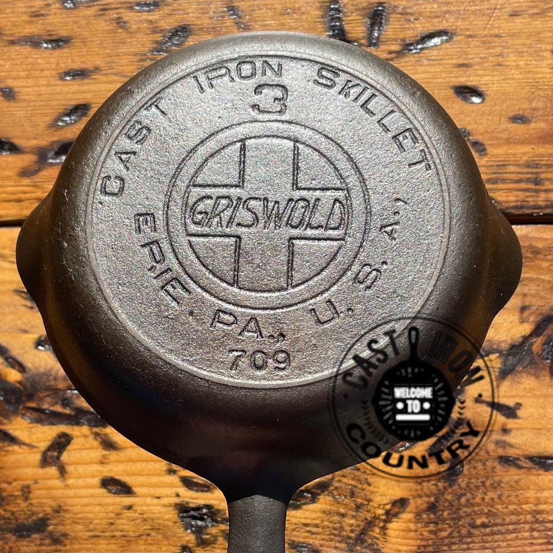 Griswold #3 Slant EPU Cast Iron Skillet With Heat Ring, P/n 709, 1909 ...