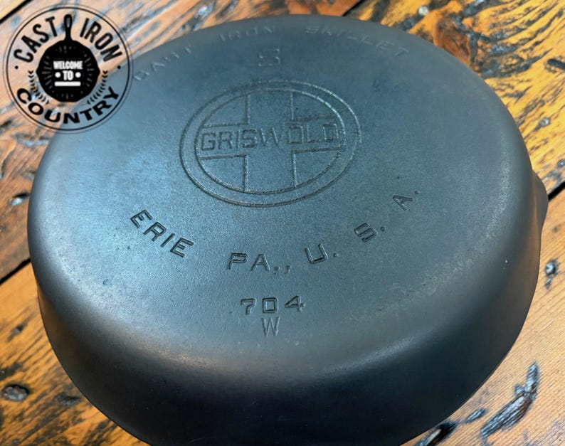 Griswold #8 Large Block Logo Cast Iron Skillet, P/n 704W, Smooth Bottom ...