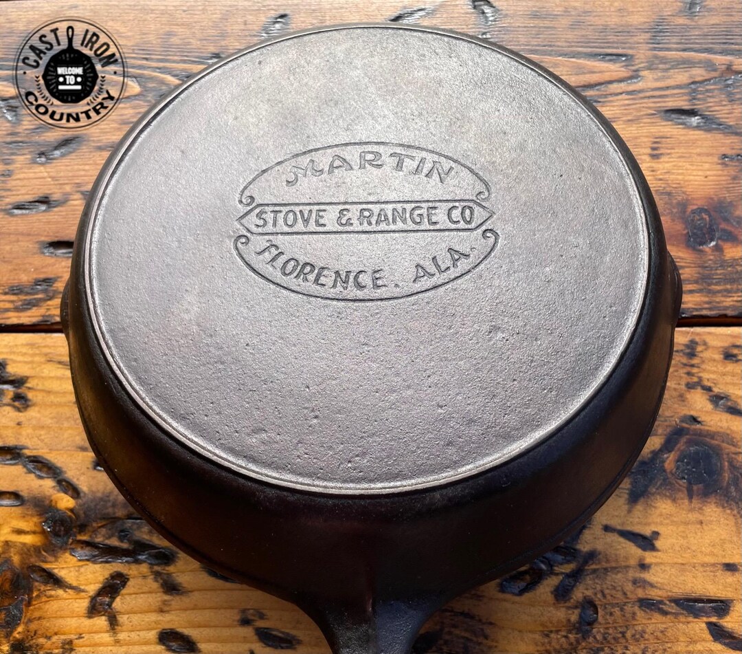 BEAUTIFUL! Martin #8 Cast Iron Skillet With Hamburger Logo and Heat ...