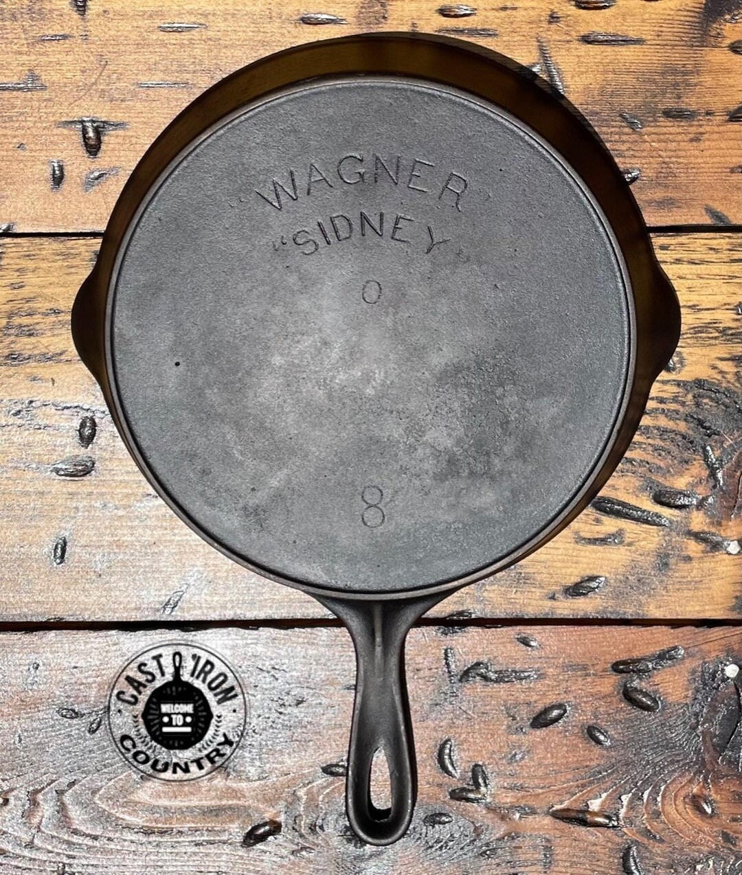 Early Wagner Sidney 8 Arc Quotes Logo Cast Iron Skillet With Heat Ring ...