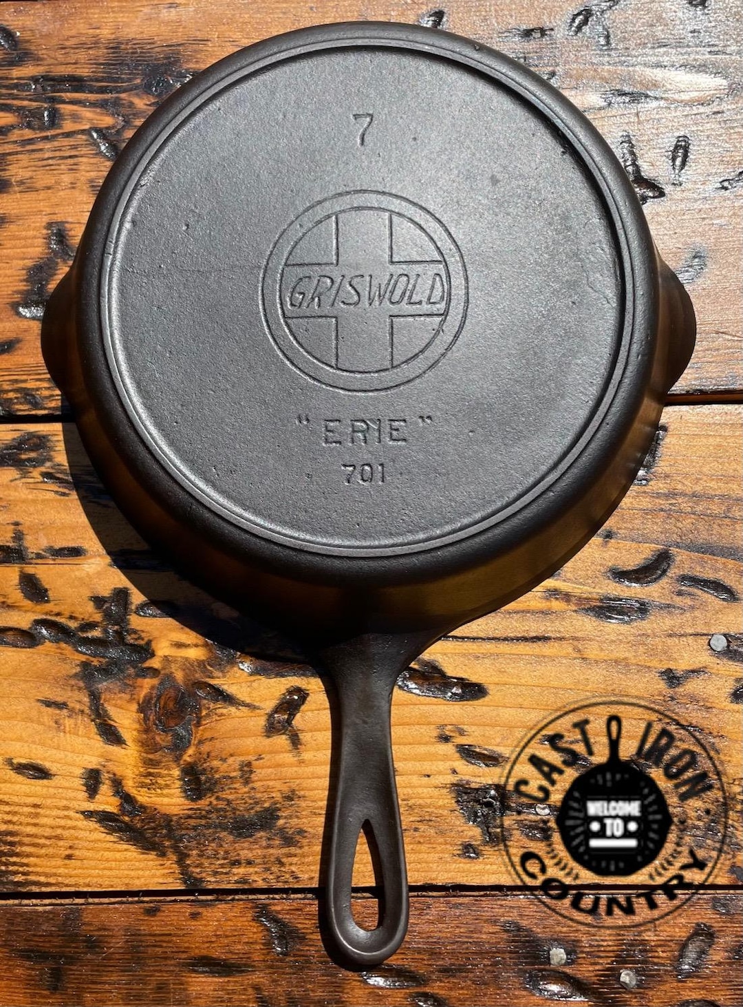 RARE! Griswold #7 Slant Erie Cast Iron Skillet With Heat Ring, 701. One ...