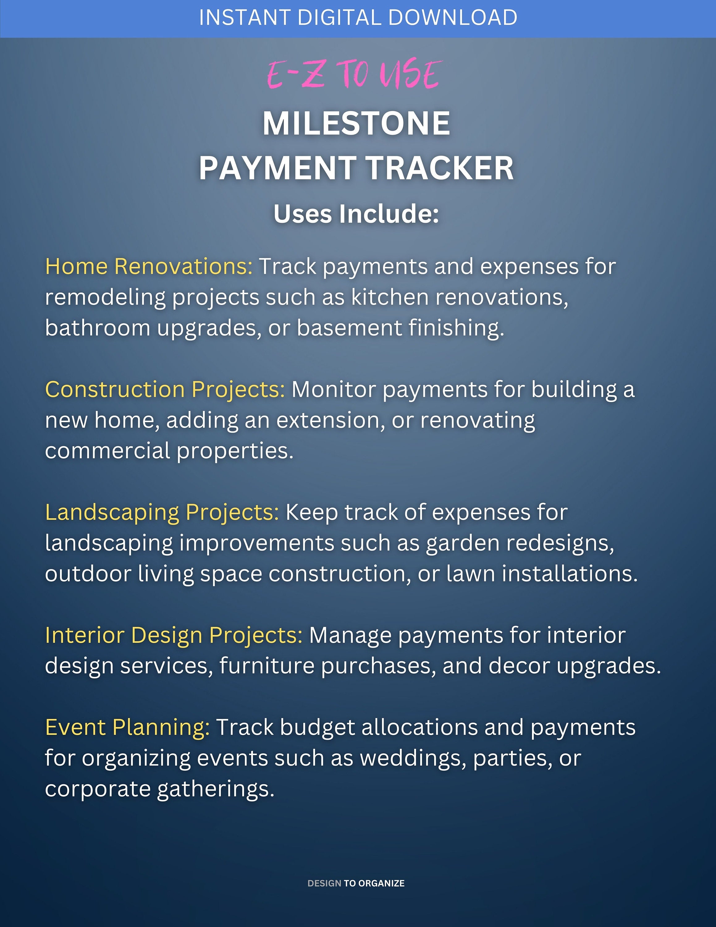 Milestone Payment Tracker, Easy, EZ, Milestone, Payment, Tracker, Home ...