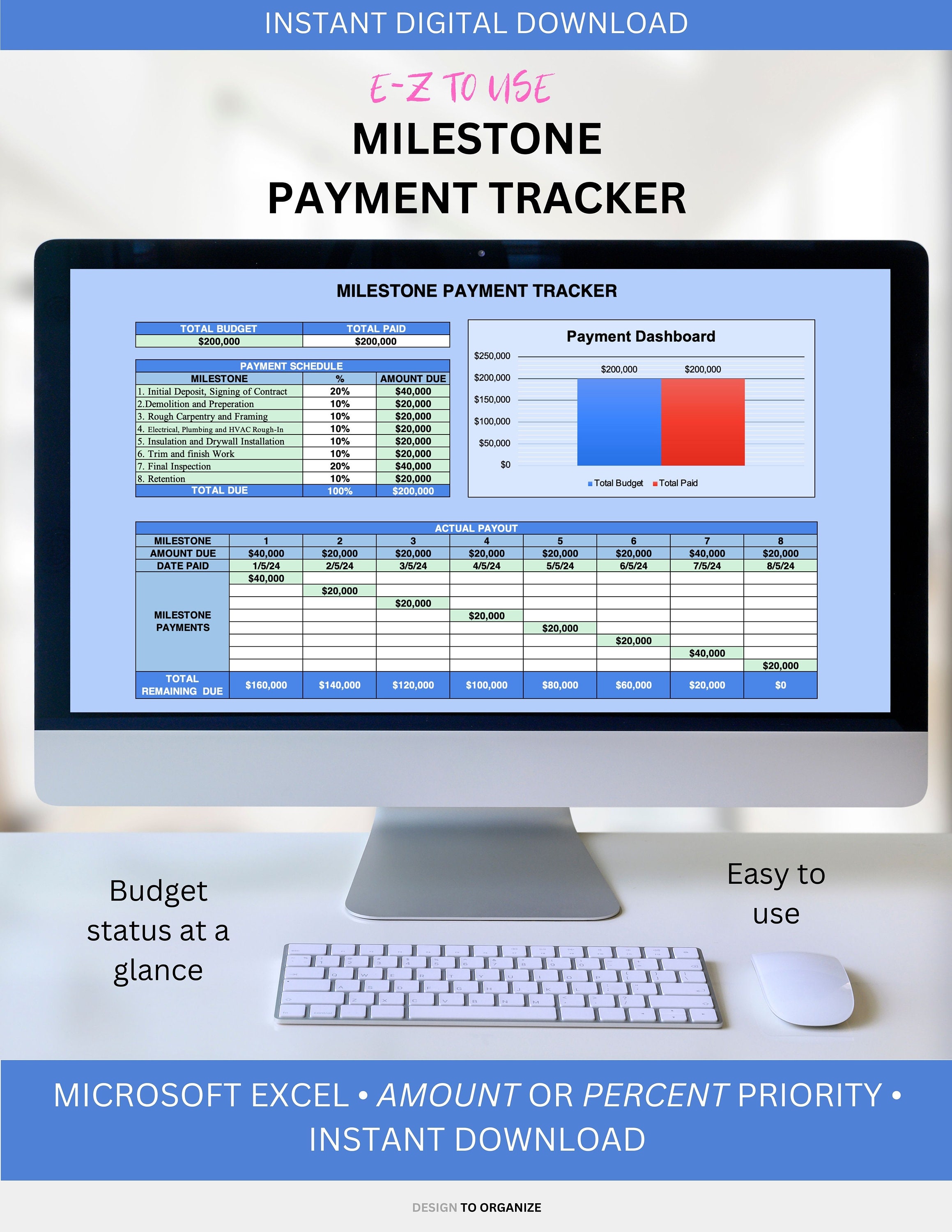 Milestone Payment Tracker, Easy, EZ, Milestone, Payment, Tracker, Home ...