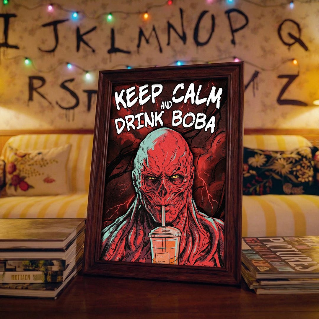 Vecna Bubble Tea Poster – Stranger Things 80s Wall Art, Retro Horror ...