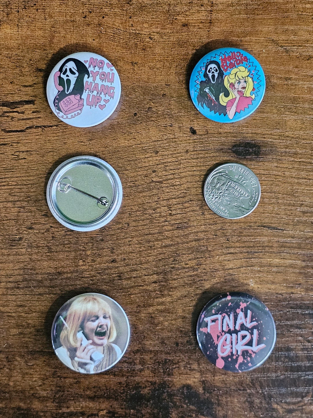 4 Pin Pack, Ghost Face, Scream, Final Girl, Horror, Scary Movie, Gift ...