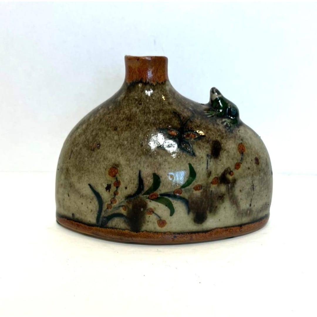 Vintage Studio Art Frog Bud Vase High Gloss Ceramic Floral Detailing ...