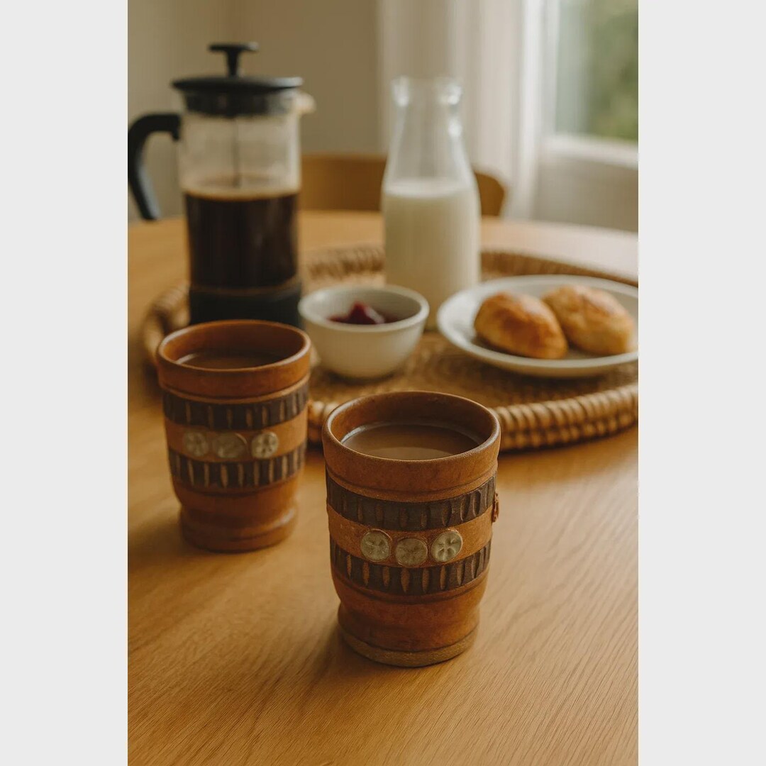 Set of 2 Ed Schrock Down to Earth Juice Glasses Clay Stoneware Pottery ...