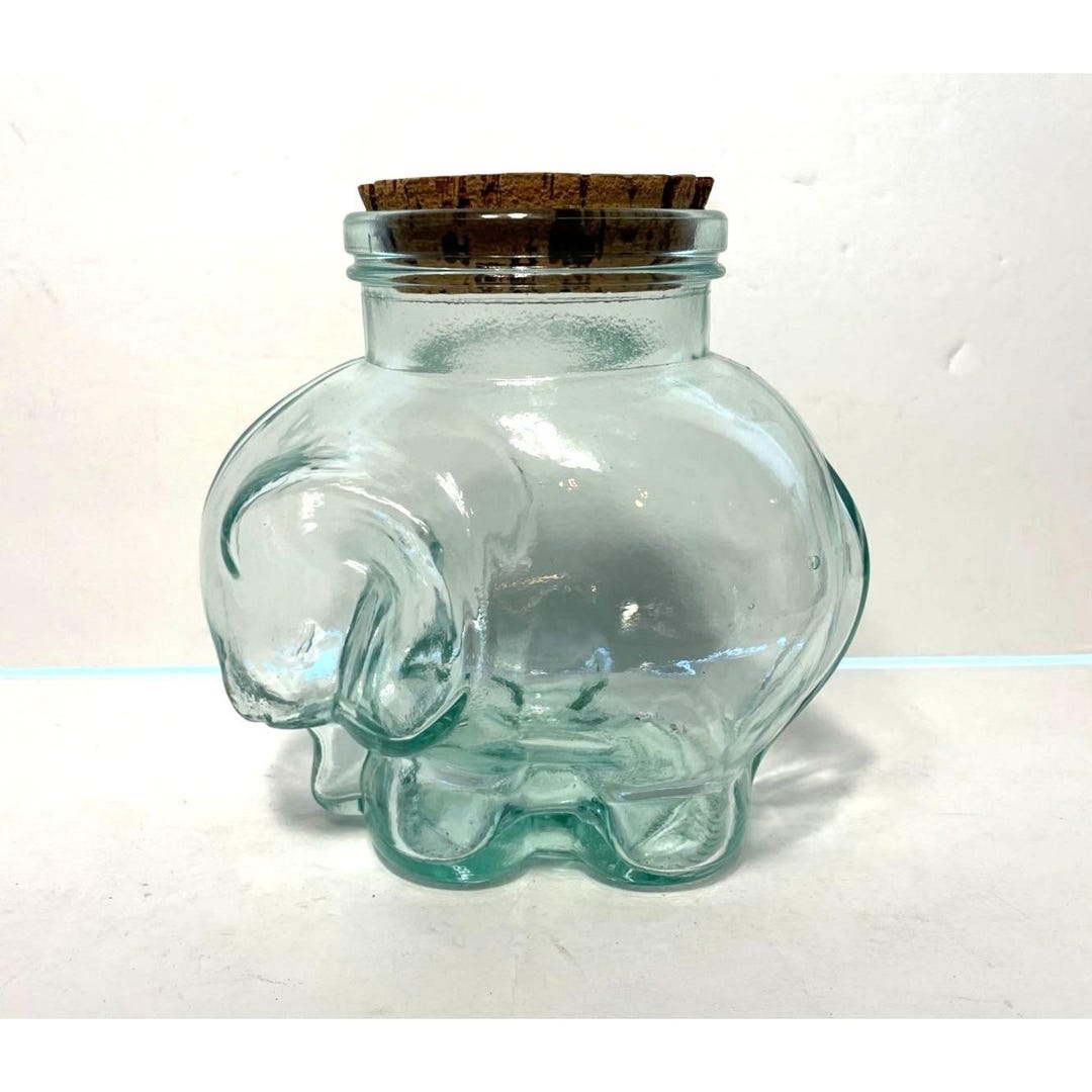 Vintage Italian Glass Elephant Jar With Cork Lid 1950's - Etsy