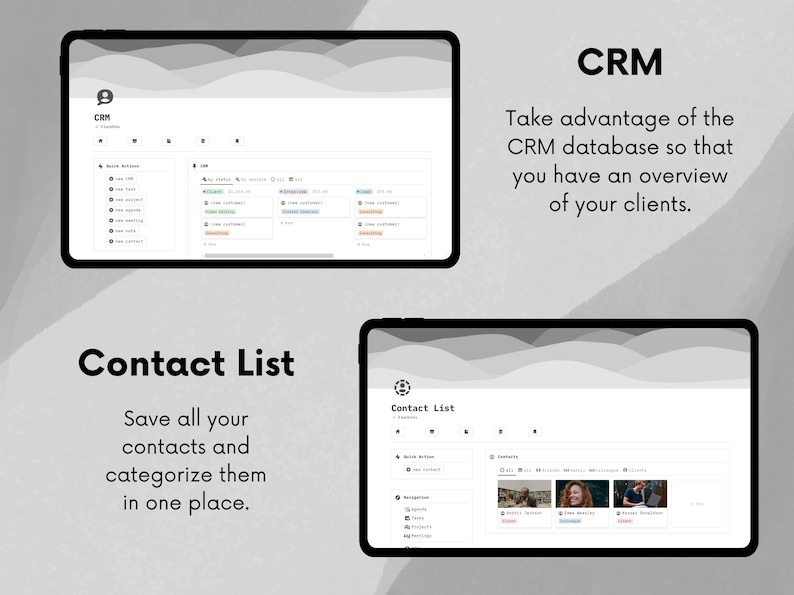 CRM Notion Template Task Tracker Planner Project Management Template Business Notion Planner CRM ...