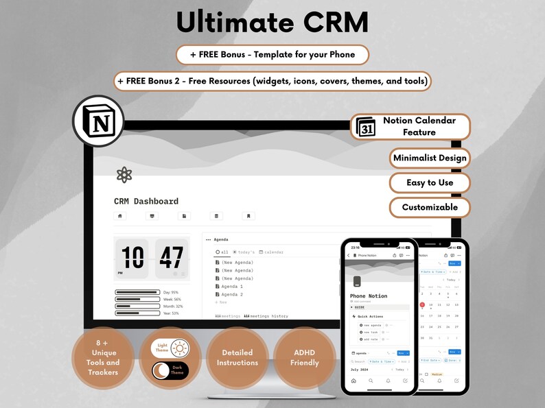CRM Notion Template Task Tracker Planner Project Management Template ...