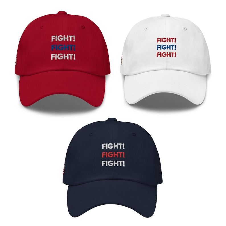 Embroidered "fight! Fight! Fight!" Baseball Cap: Patriotic American - Etsy