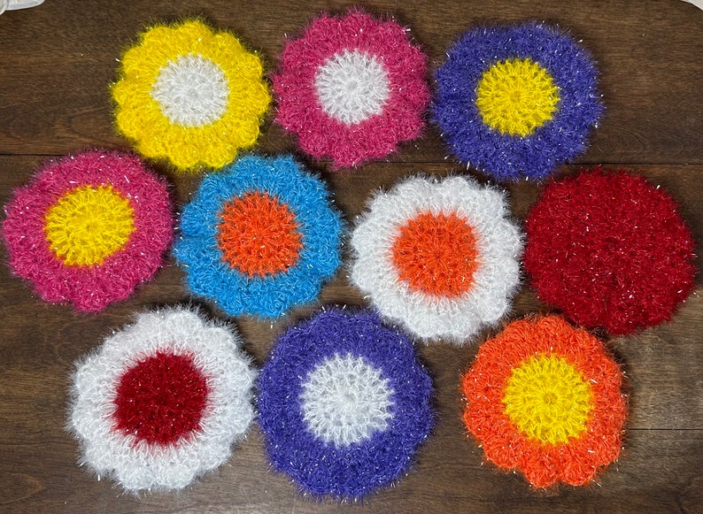 Crochet Flower Scrubby Pattern: Kitchen Dish Scrubbie (PDF) - Etsy