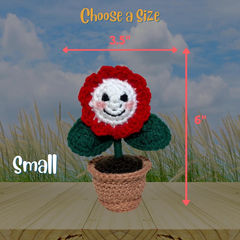 Handmade Crochet Flower in Pot Happy Flower With Smiley Face Flower ...