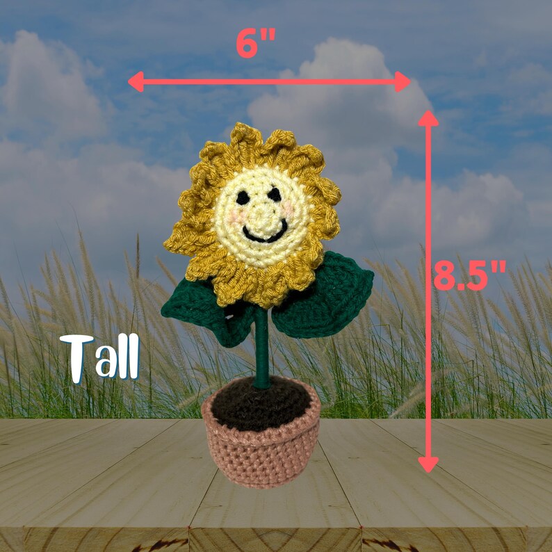 Handmade Crochet Flower in Pot Happy Flower With Smiley Face Flower ...
