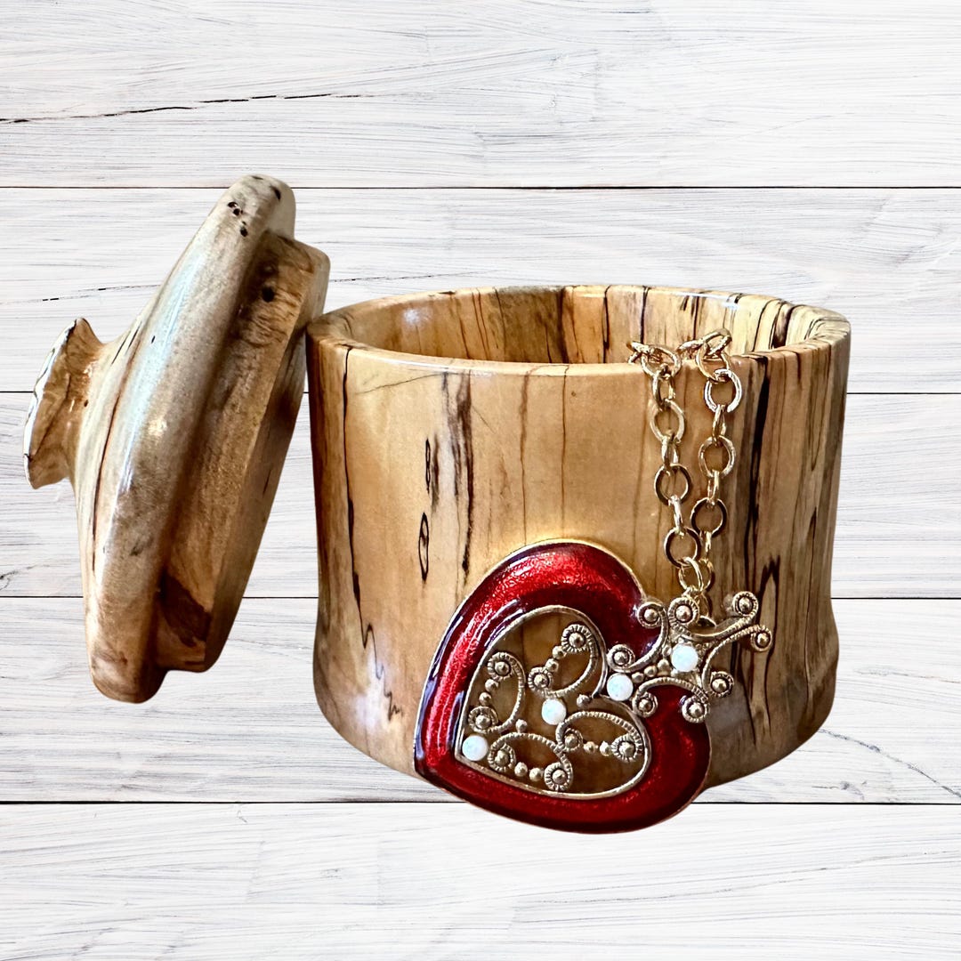 Handmade Wooden Trinket Box Lathe Turned Keepsake Rustic Jewelry ...