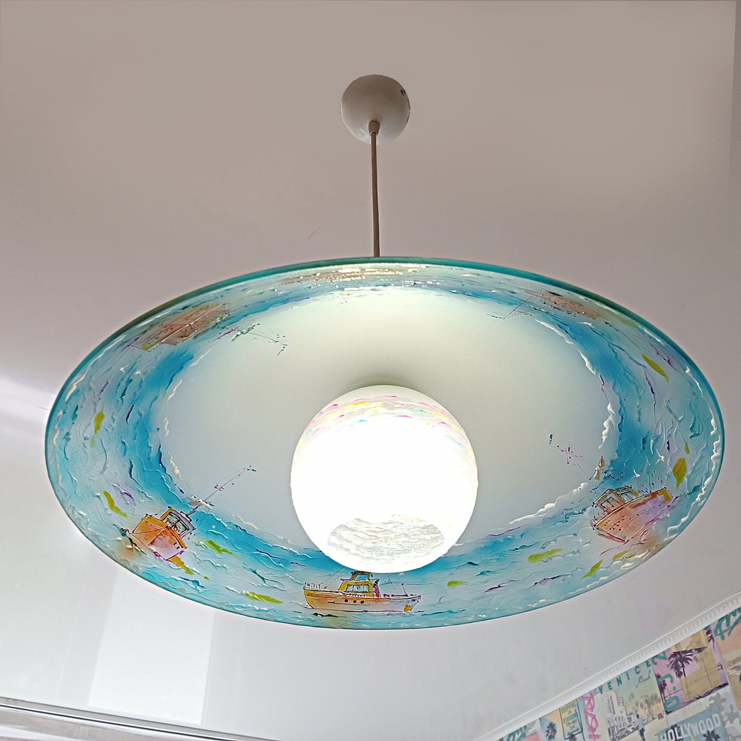 Pendant Ceiling Light Fixture in a Tropical Theme Stained Glass ...