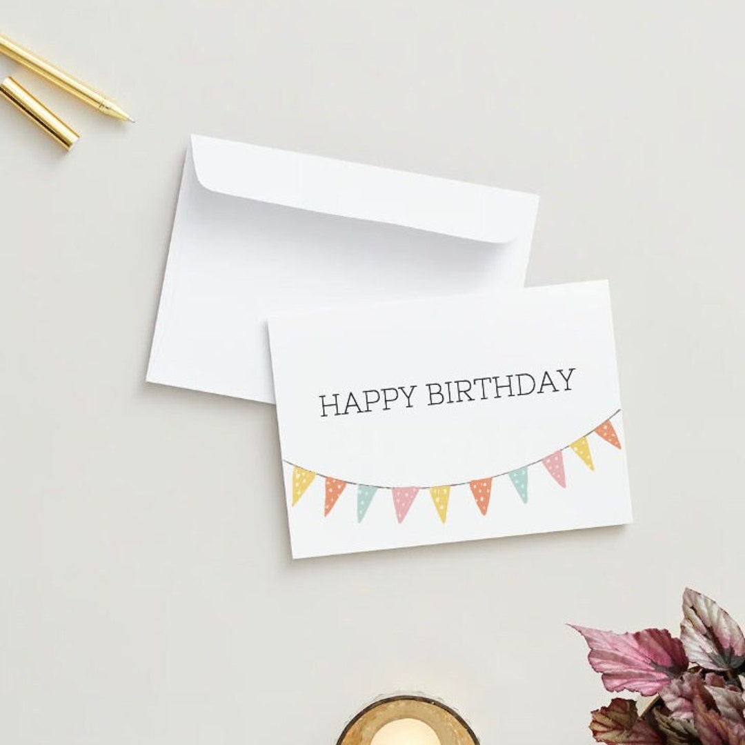Birthday Card Colorful Banner - Digital Download - Etsy