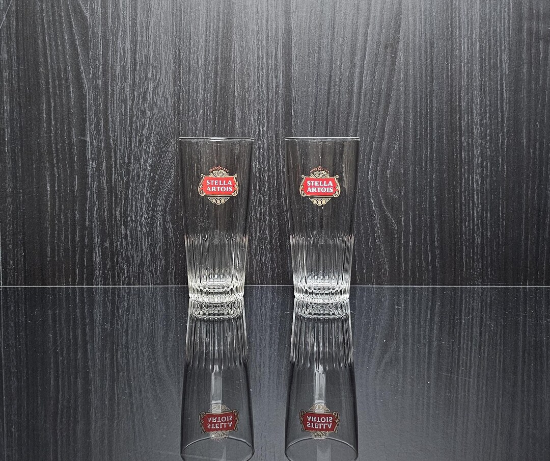 2x Stella Artois Glass. Ribbed Model. Belgian Beer. Decorated With Logo ...
