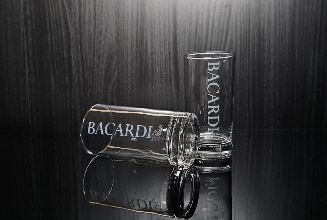 2x Vintage Bacardi Long Drink Glass. Bacardi Rum. Cocktail Glass ...