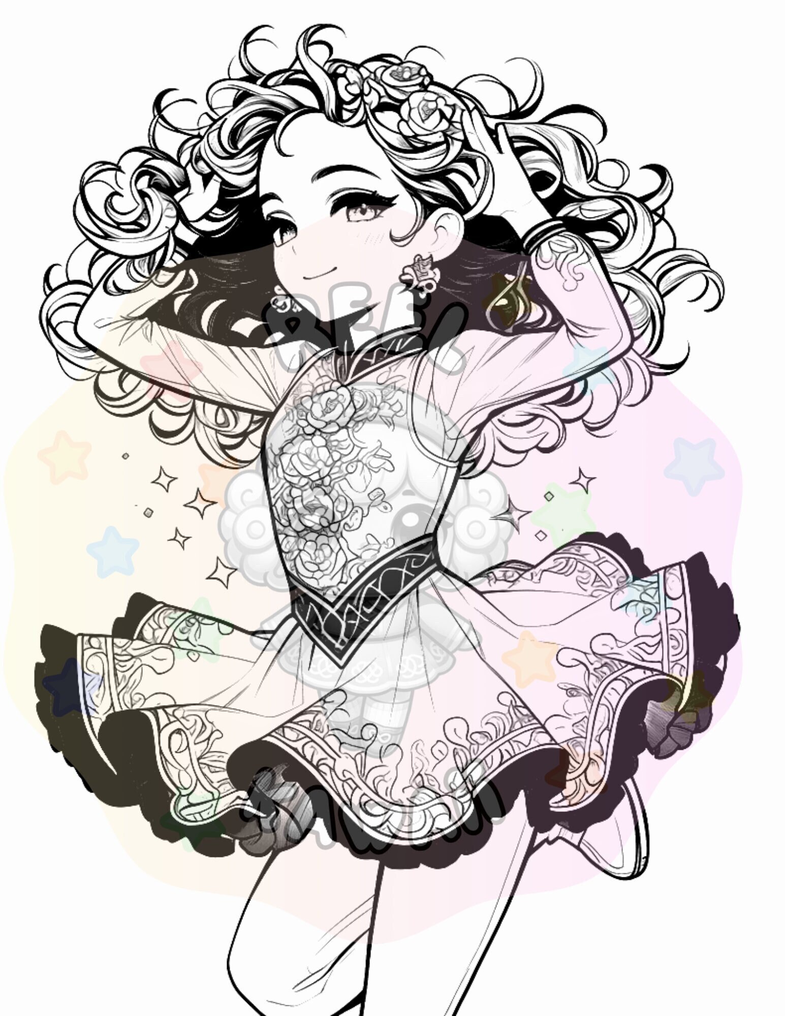 Irish Dance Coloring Page - Solo Dress Irish Dancer Coloring Page for ...