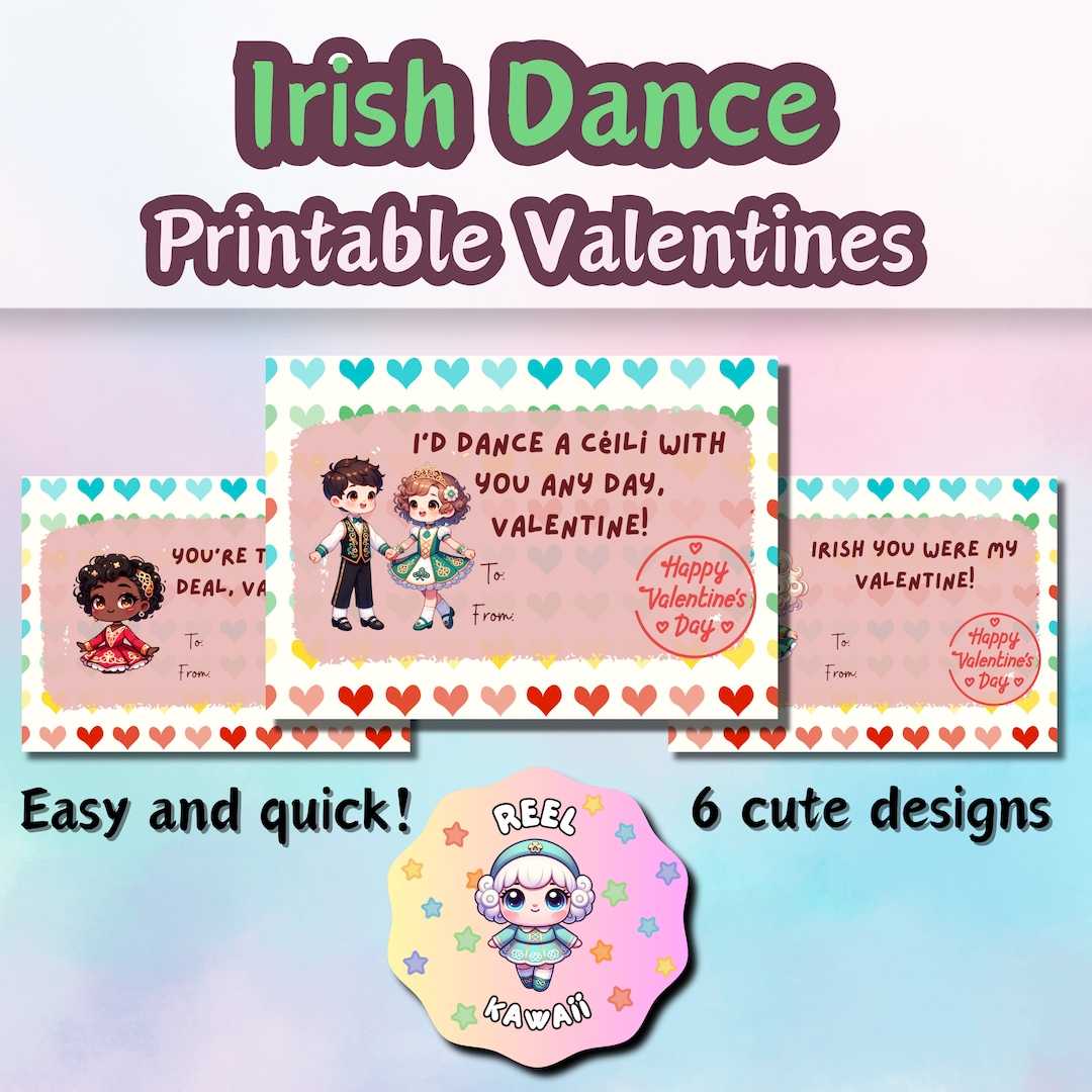 Printable Irish Dance Valentines Cards – DIY Class Gifts (digital ...