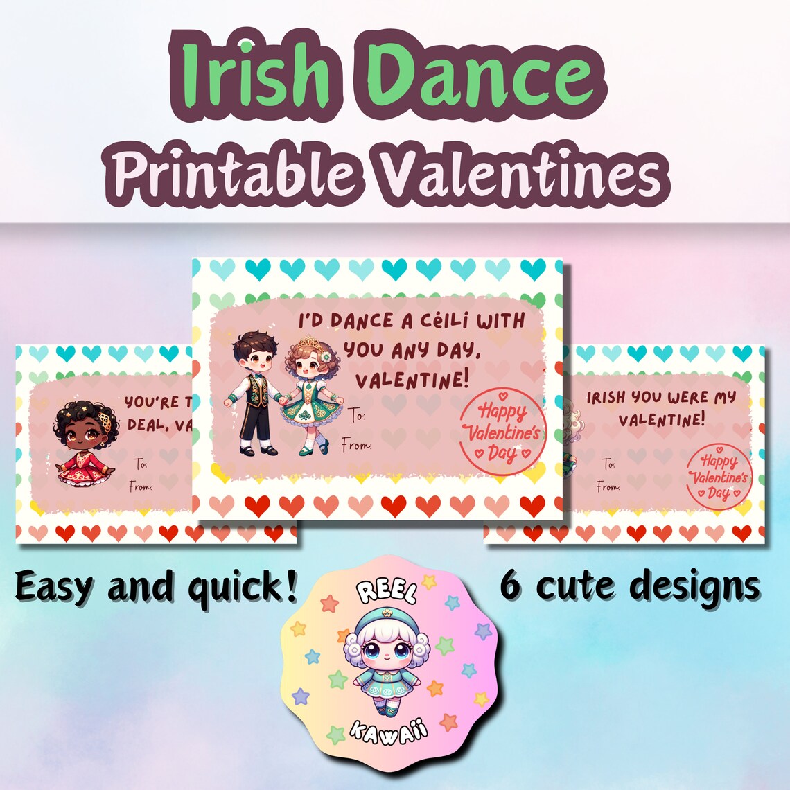 Printable Irish Dance Valentines Cards – DIY Class Gifts (digital ...