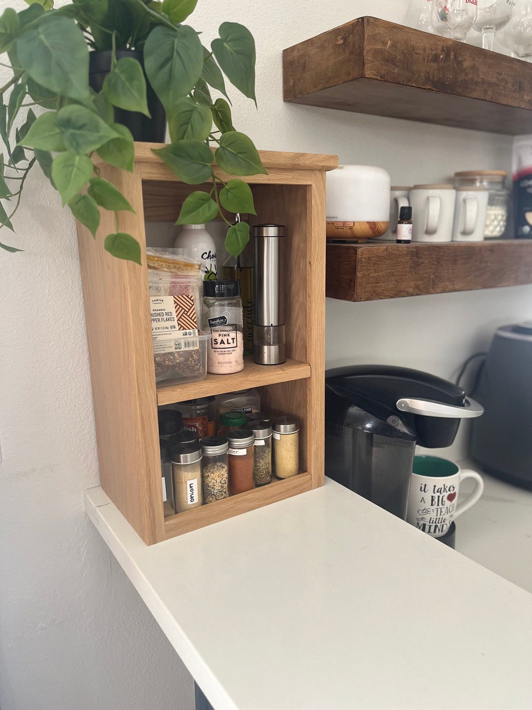 Open Shelf Cabinet, White Oak Cabinet, Open Bookshelf Cabinet, Wood ...