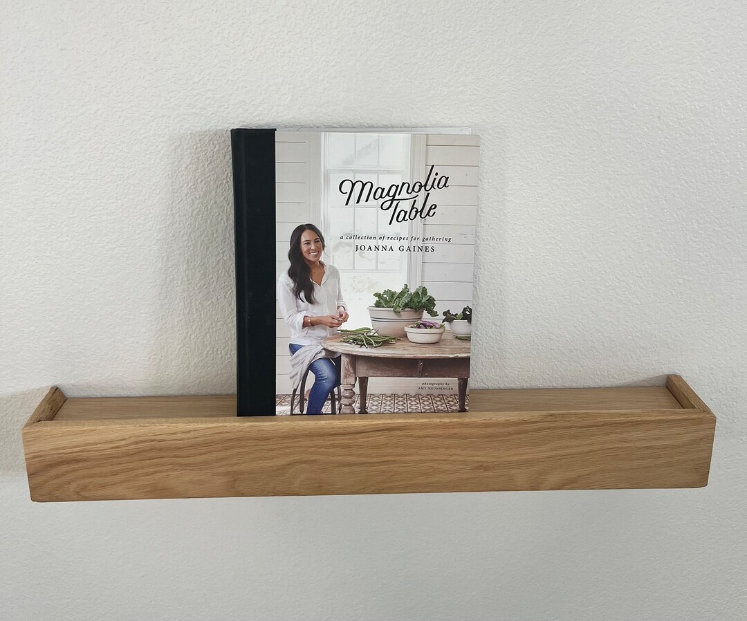 White Oak Picture Ledge Floating Shelf, Wall Mounted Display Shelf ...