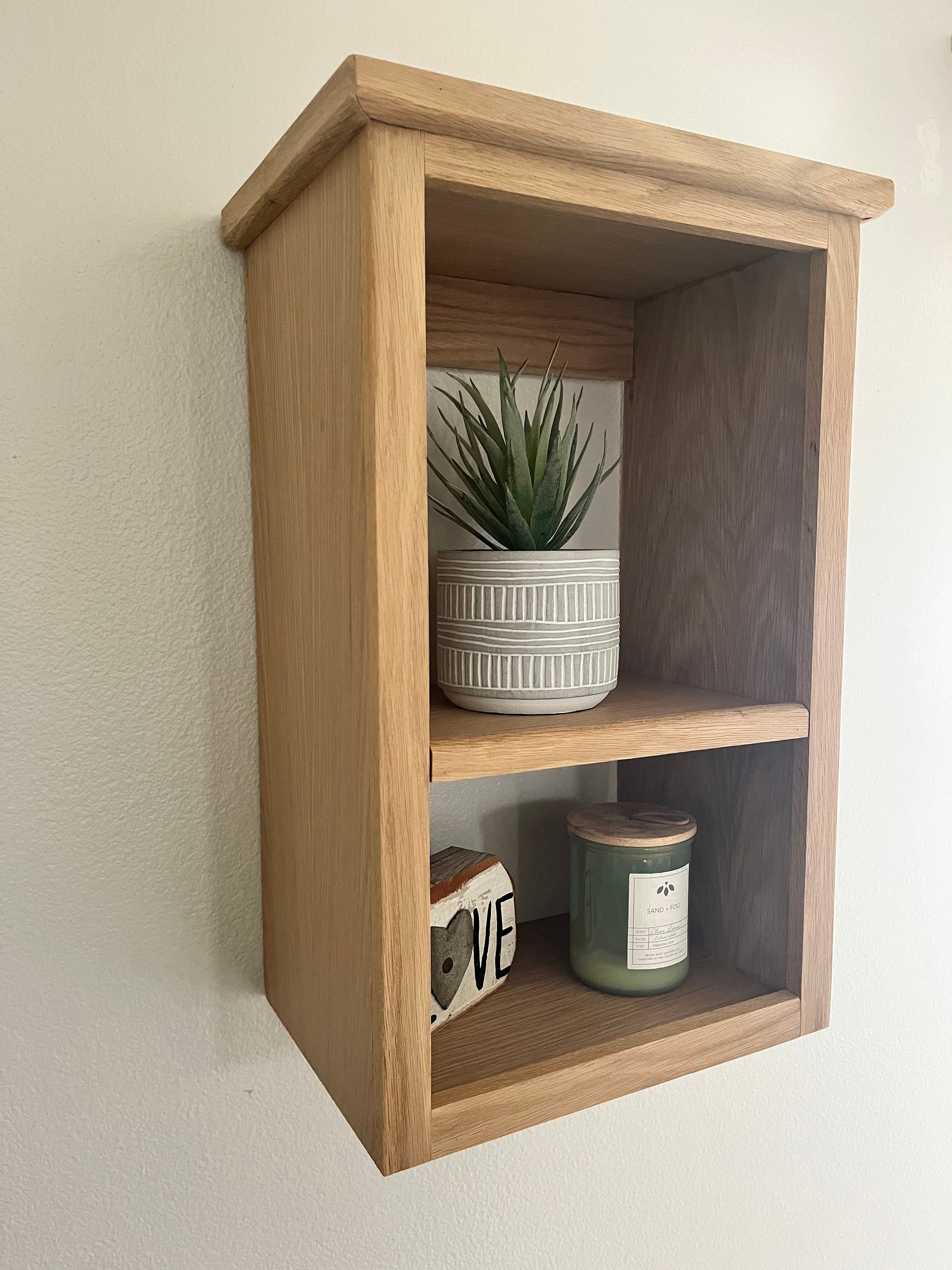 Open Shelf Cabinet, White Oak Cabinet, Open Bookshelf Cabinet, Wood ...