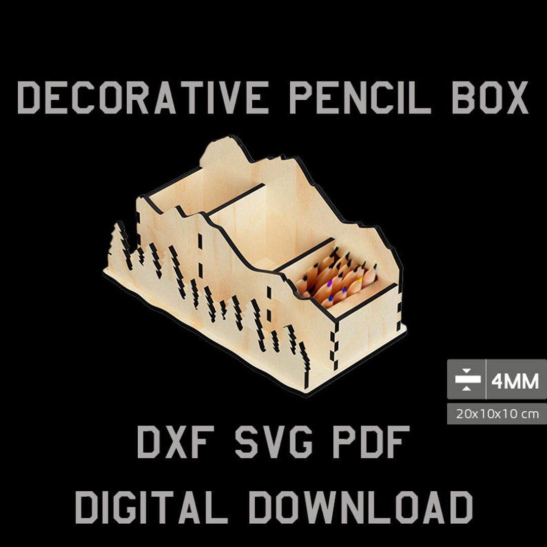 Pencil Box 4mm Wood Dxf File, Dxf Glowforge File, Laser Cut File, Laser ...