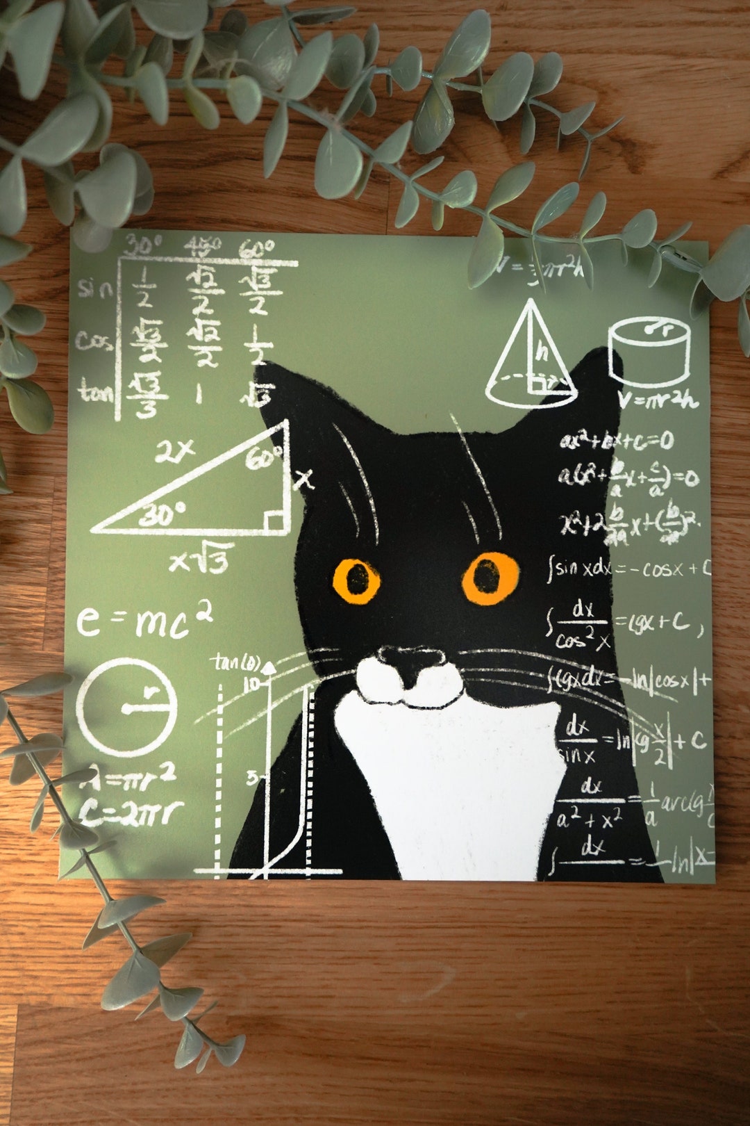 Prince Maths 8" X 8" - [ Math Meme Cat Print / Tuxedo Cat / Funny Cat ...