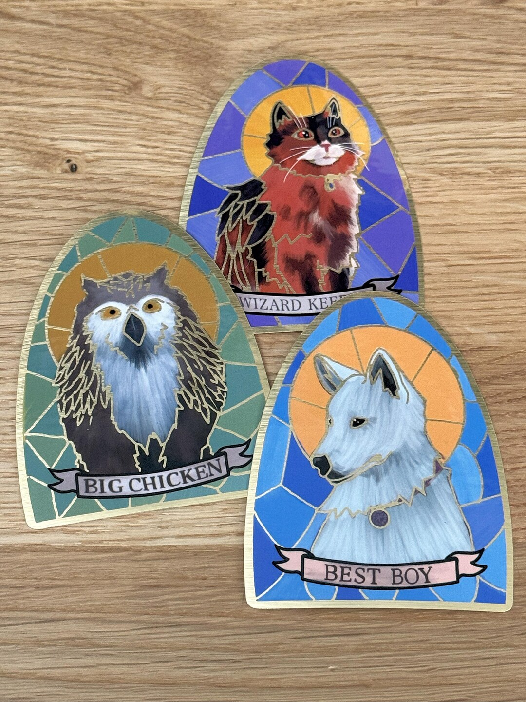 Gold Brushed BG3 Companion Sticker - Stained Glass Illustration ...