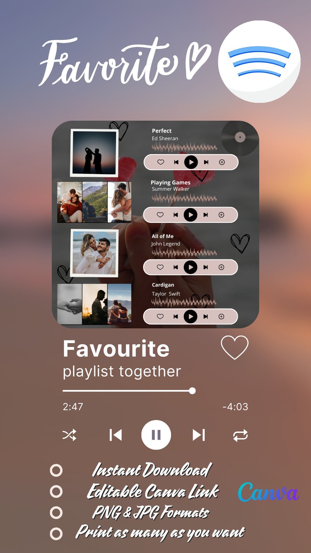 Personalized Spotify Album Spotify Photo Album Custom Couple Playlist ...