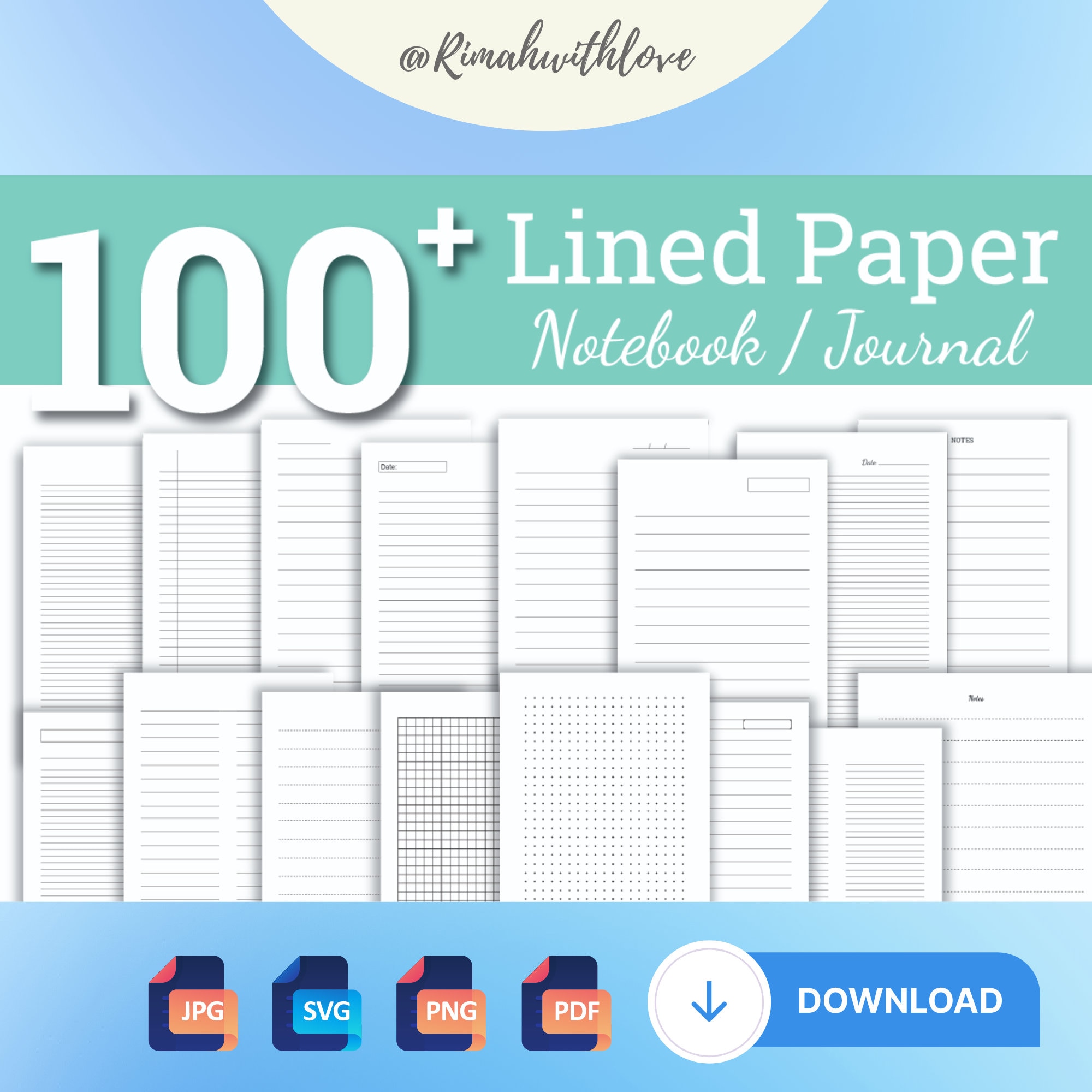 Lined Paper Bundle Notebook Journal PNG SGV PDF Source File Journal ...