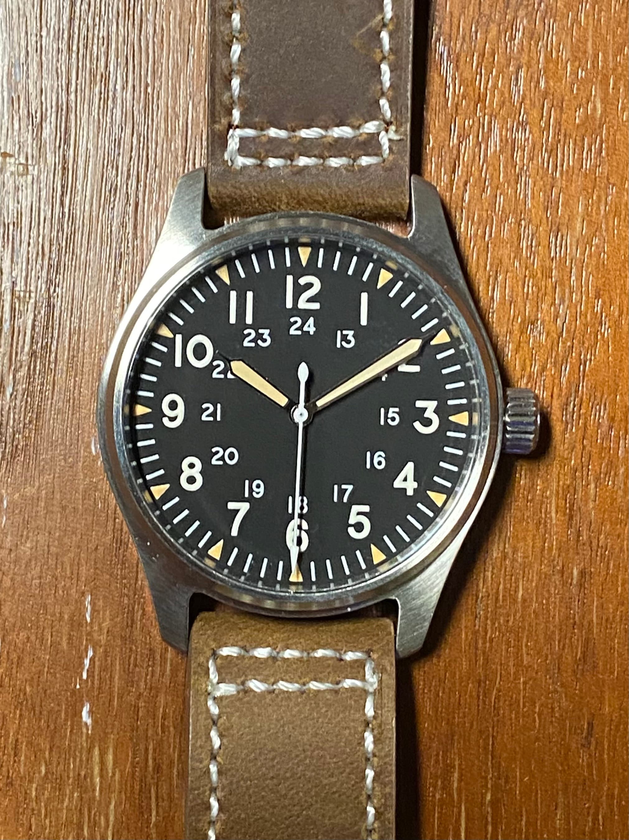 Automatic Flieger Pilot Watch: 39mm Stainless Steel, Leather Strap - Etsy