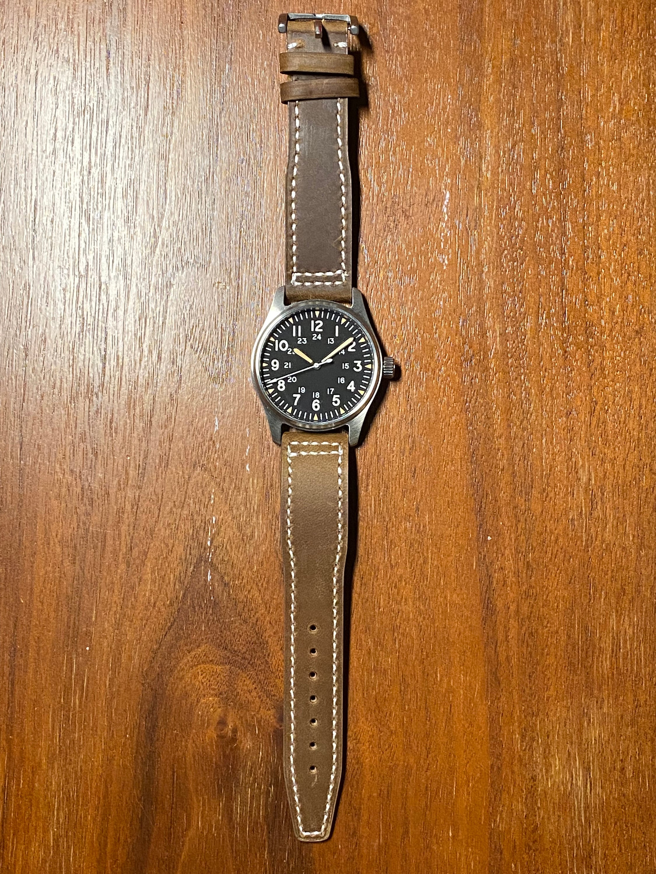 Automatic Flieger Pilot Watch: 39mm Stainless Steel, Leather Strap - Etsy