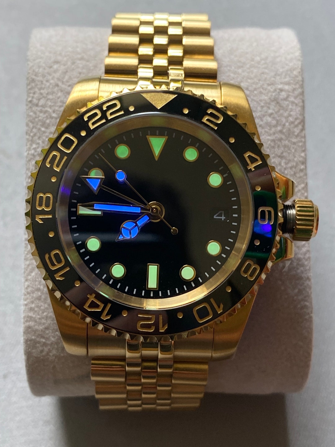 GMT 40mm Gold Brick Sub Divemaster Automatic Nh34a Homage Ceramic Bezel ...