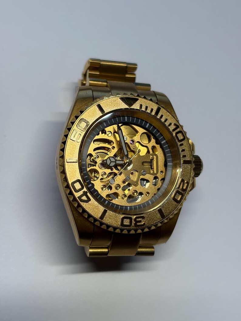 Gold Skeleton Automatic Dive Watch – Custom Stainless Steel 40mm - Etsy