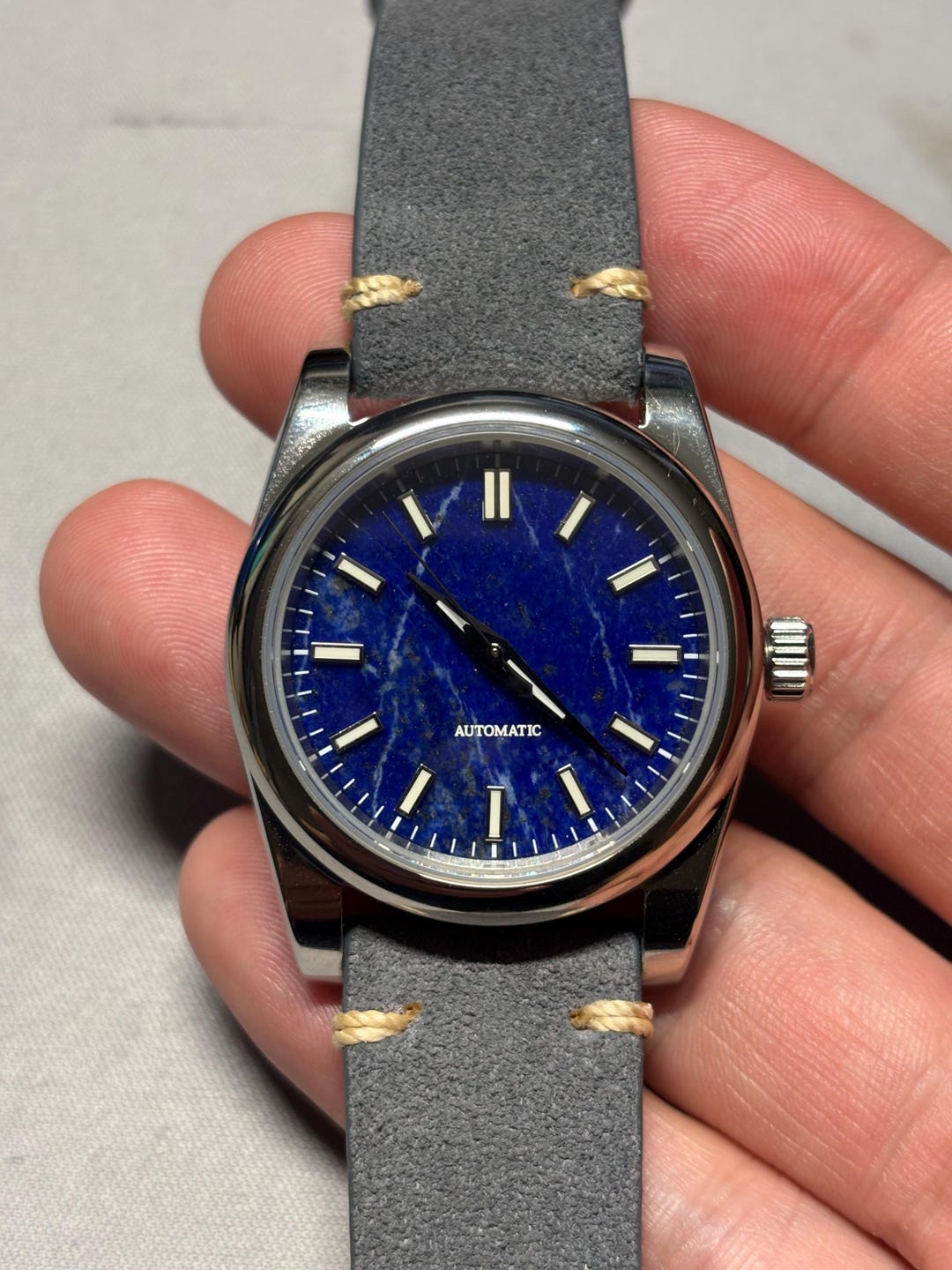 36mm Lapis Lazuli Blue Stone Dial Automatic Watch - Etsy